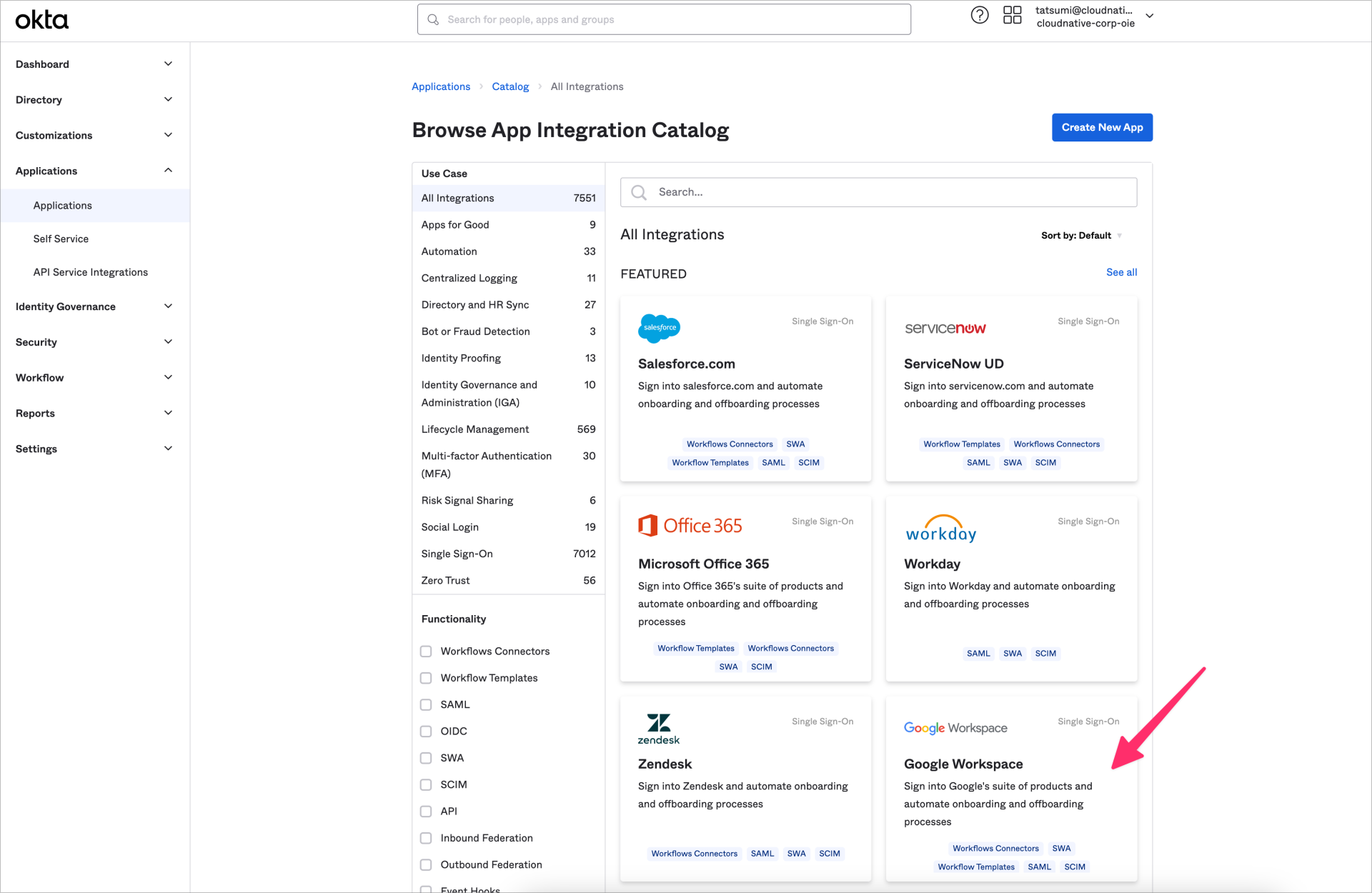 OktaのカタログアプリがGoogle WorkspaceのマルチIdPに対応したので検証してみた – CloudNative Inc. BLOGs